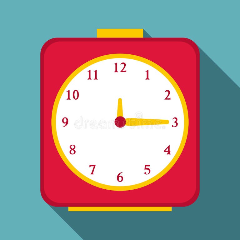 Square Alarm Clock Icon, Flat Style Stock Vector - Illustration of ...
