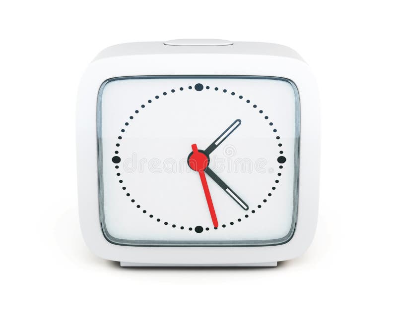 Square Alarm Clock Isolated on White Background. Front View. 3d Stock ...