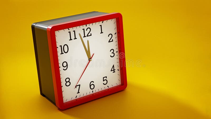 Square Alarm Clock at Nearly Twelve O Clock. 3D Illustration Stock ...