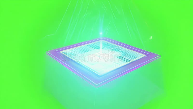 Square Angular Platform Hovering with a Faint Glow. Green Screen ...
