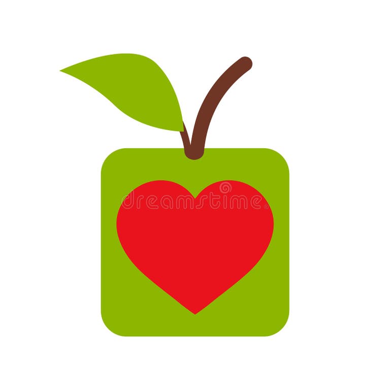 Square Apple Fruit with a Heart Inside. Abstract Vector Logo and Icon ...