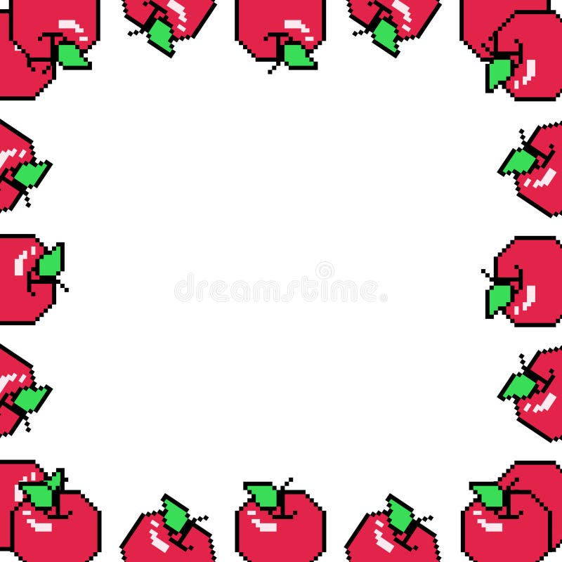 Square Apple Pixel Art Frame Design Stock Vector - Illustration of ...