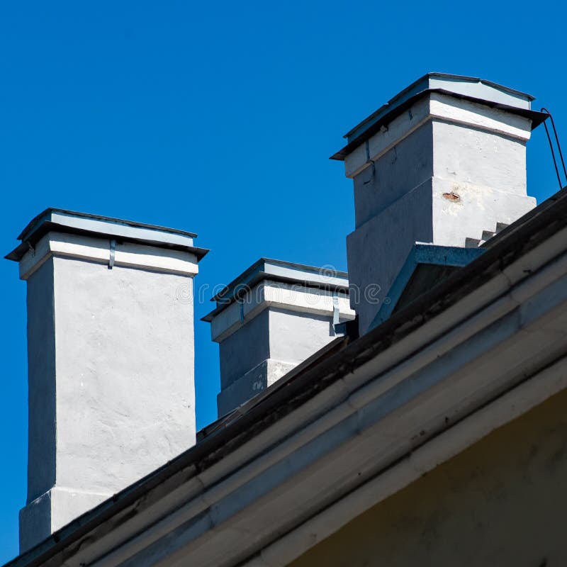 Square Background with Modern Roof with Stone and Metal Chimney Stock ...