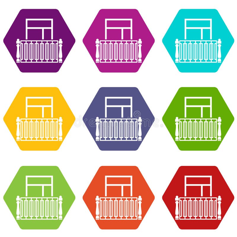 Square Balcony Icons Set 9 Vector Stock Vector - Illustration of ...