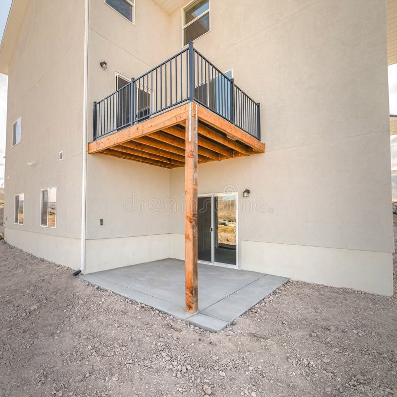 Square Balcony of New Home in Rugged Landscape Setting Stock Image ...