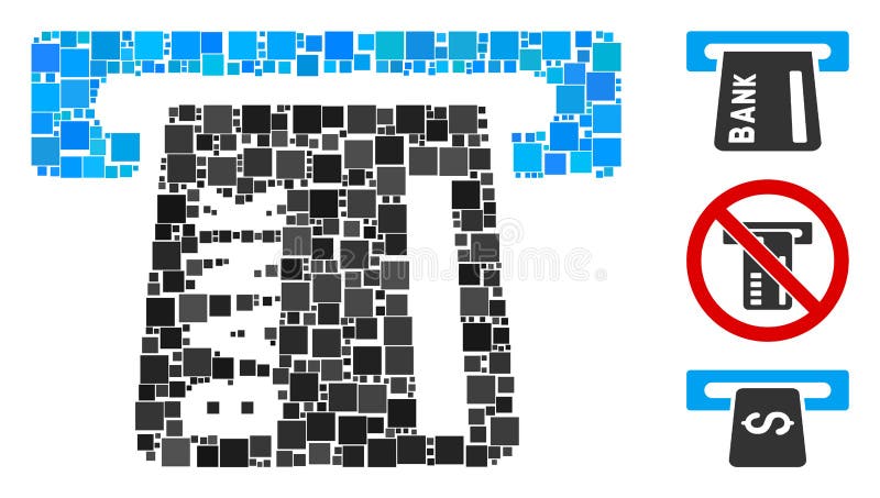 Square Banking ATM Icon Vector Collage Stock Illustration ...