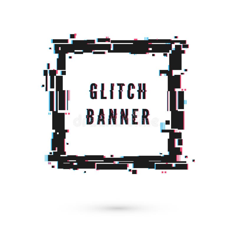 Square Banner with Distortion Effect - Glitch. Digital Technology ...