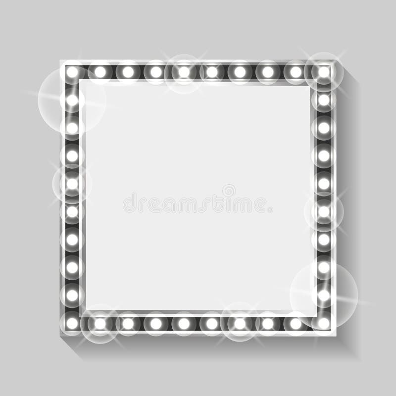 Square Banner Empty Frame with Silver Bulbs Vector Stock Vector ...