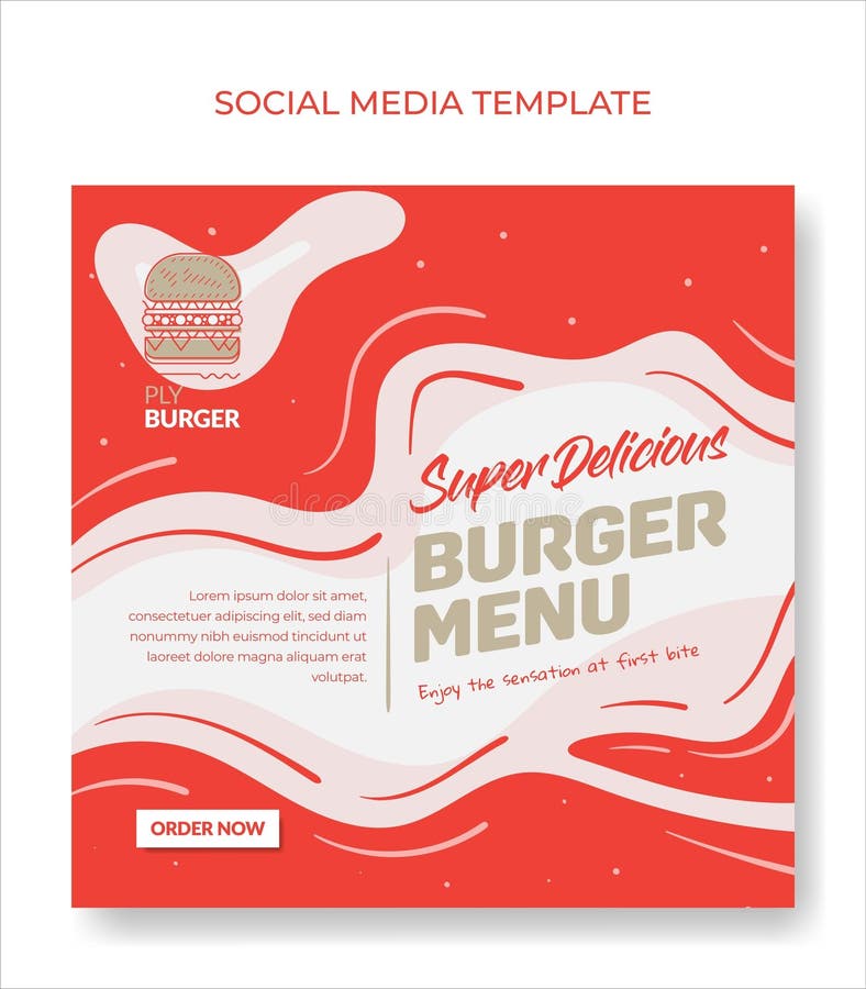 Square Banner Template with Red and White Waving Hand Drawn Background ...