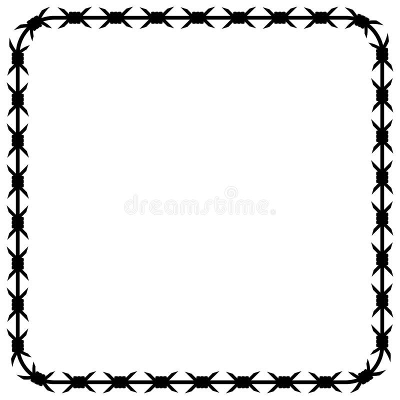 Square Barbed Wire Border Template. Silhouette on White Background ...