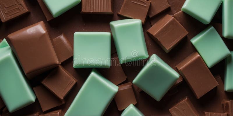 Square Bars of Milk Chocolate of Green Color. Stock Photo - Image of ...