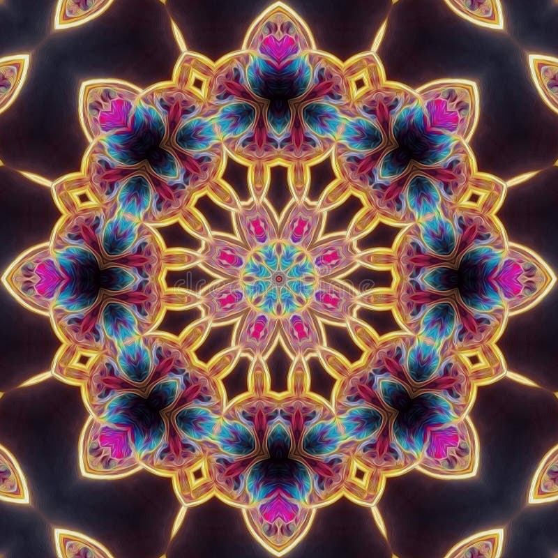 Square Beautiful Esoteric Mystic Magical Mandala Hand Painted Stock ...