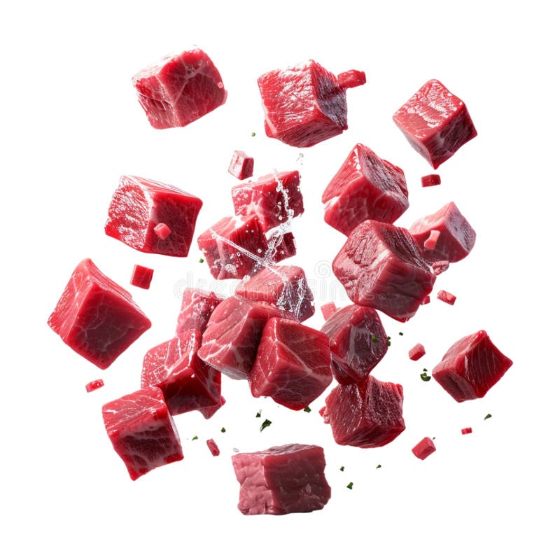 Square Beef Raw Meat Falling on Transparent Background - Ai Generated ...
