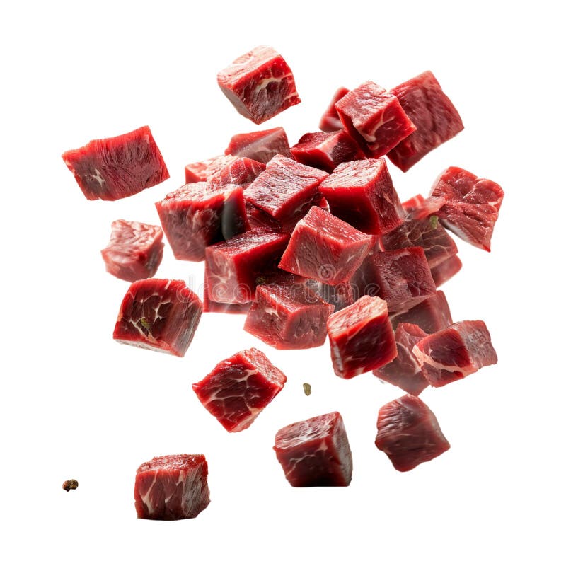 Square Beef Raw Meat Falling on Transparent Background - Ai Generated ...