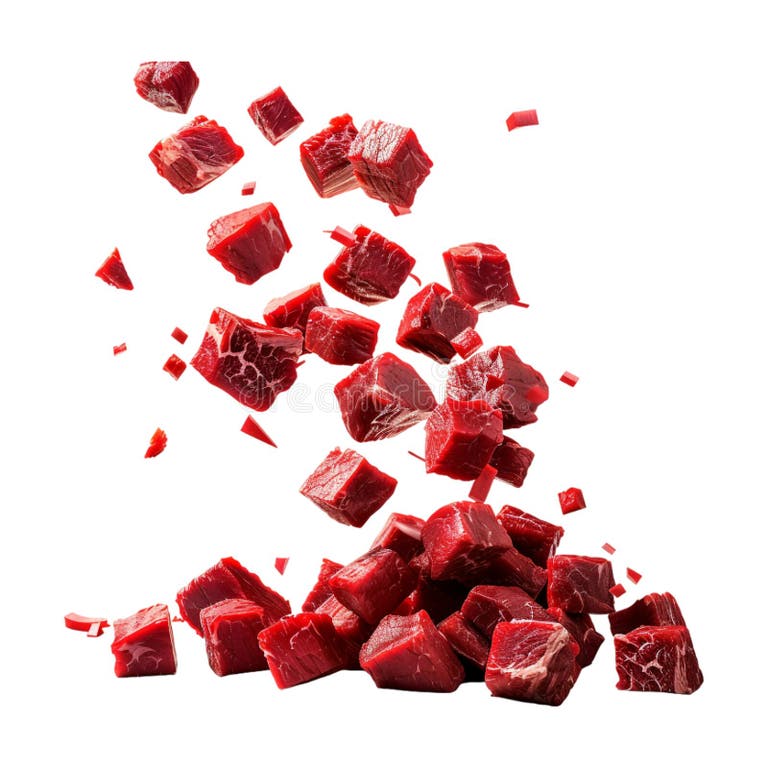 Square Beef Raw Meat Falling on Transparent Background - Ai Generated ...