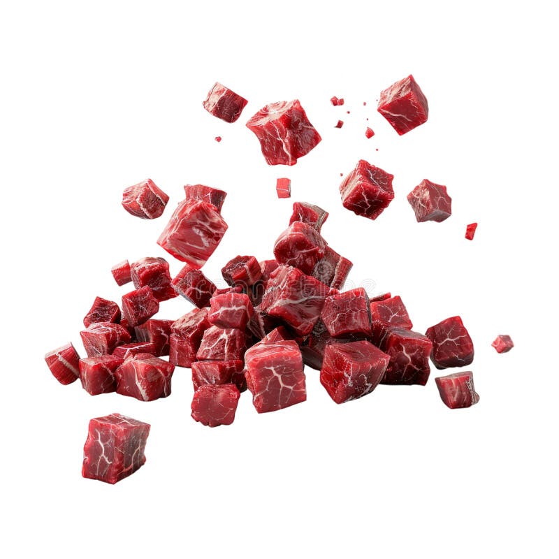 Square Beef Raw Meat Falling on Transparent Background - Ai Generated ...