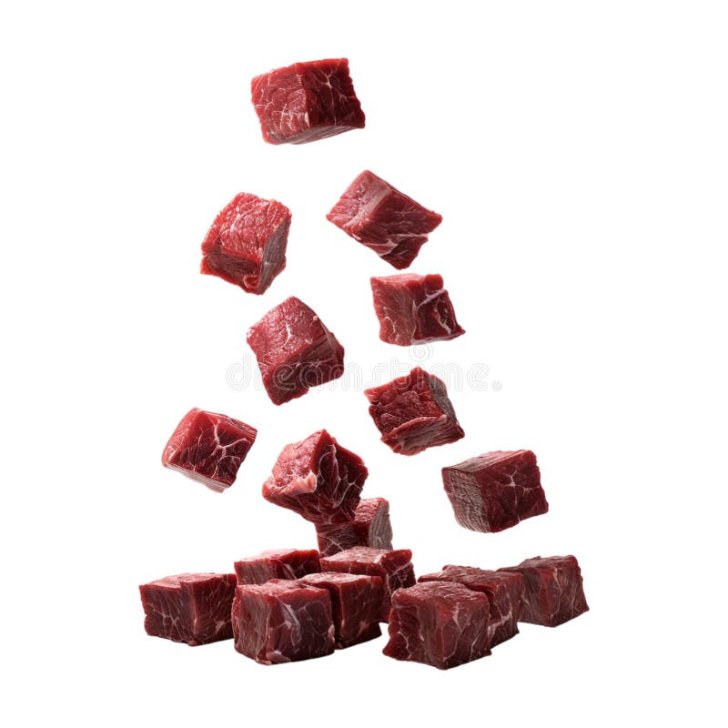 Square Beef Raw Meat Falling on Transparent Background - Ai Generated ...