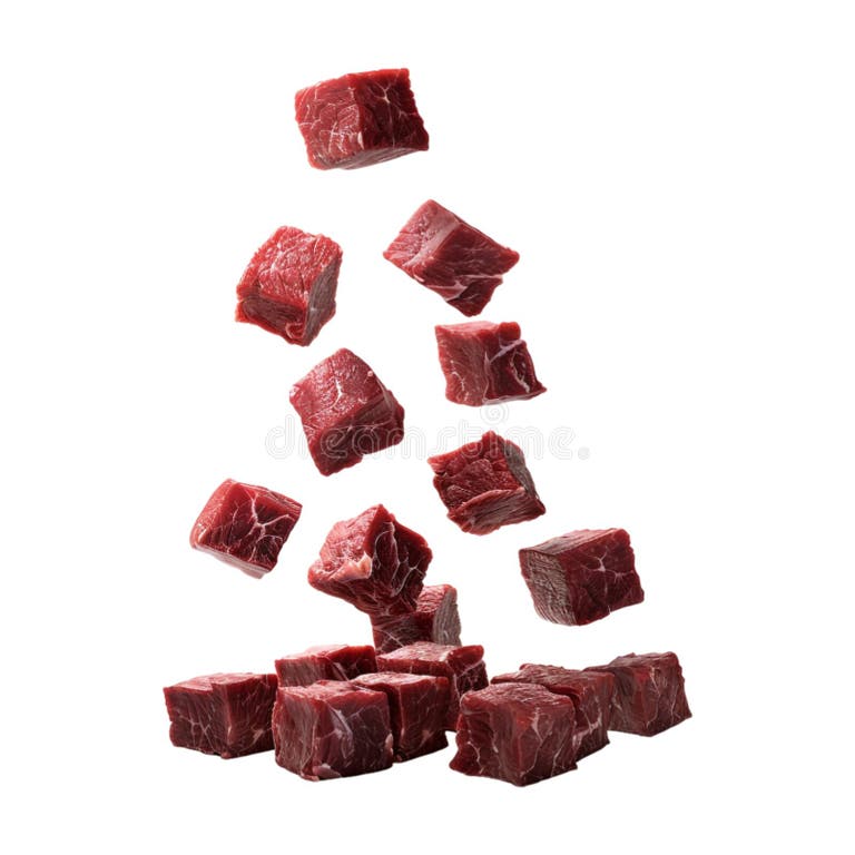 Square Beef Raw Meat Falling on Transparent Background - Ai Generated ...