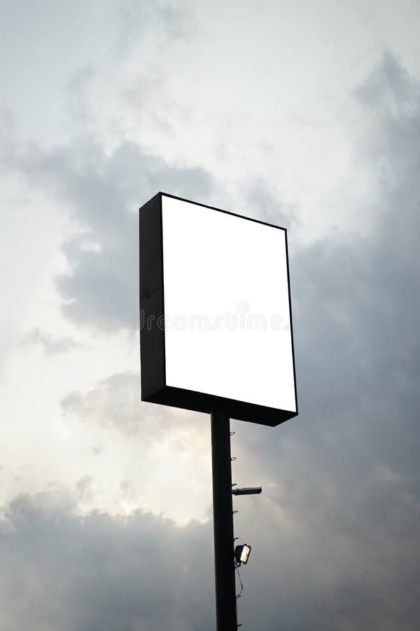 Square Billboard Isolated on Sky Background. Stock Image - Image of ...
