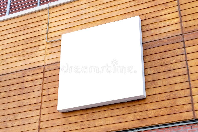 Square Billboard Mockup on Wooden Building Wall Stock Photo - Image of ...