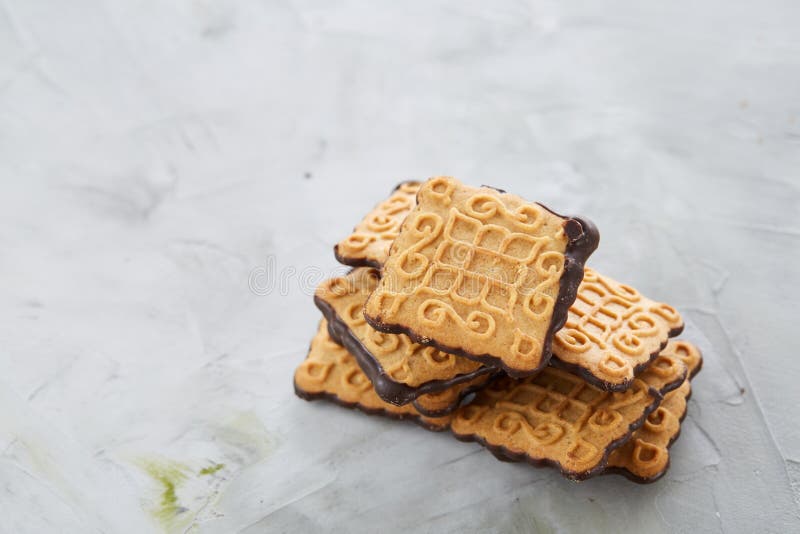 Square Biscuits Arranged in Pattern on Light Textured Background, Close ...