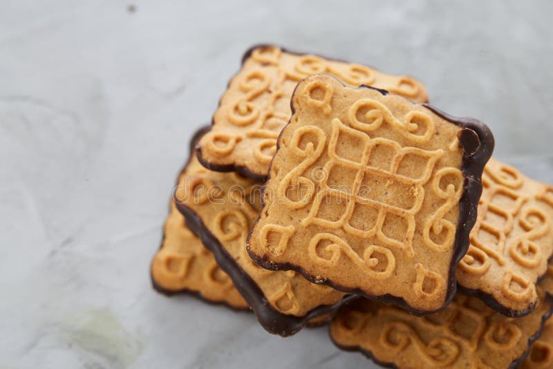 Square Biscuits Arranged in Pattern on Light Textured Background, Close ...