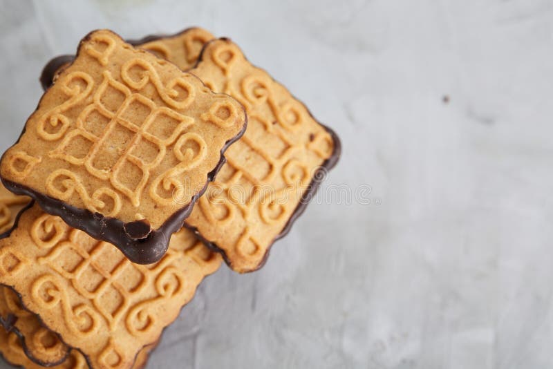 Square Biscuits Arranged in Pattern on Light Textured Background, Close ...