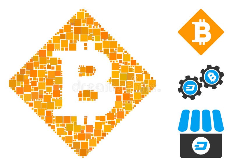 Square Bitcoin Rhombus Icon Vector Collage Stock Illustration ...