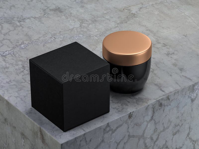 Square Black Box with Cosmetic Container, Hygiene Packaging with Gold ...