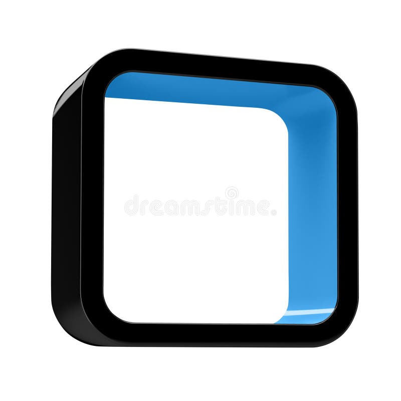 Square Black Element with Blue Inner Space, on White Background Stock ...