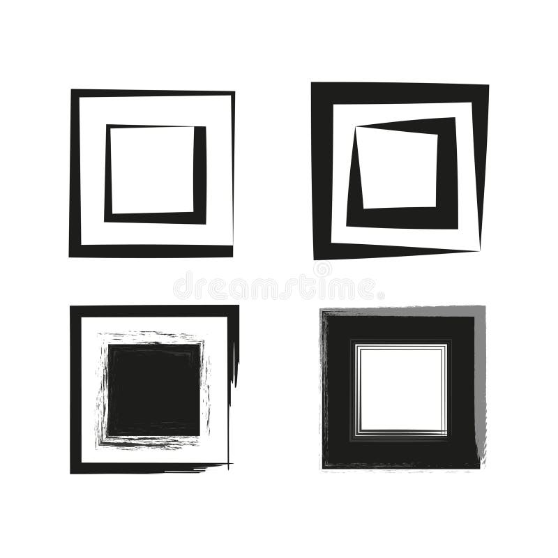 Square Black Hand Drawn Grunge Frames. Square Borders Set. Vector ... Square Black Hand Drawn Grunge Frames. Square Borders Set. Vector ...