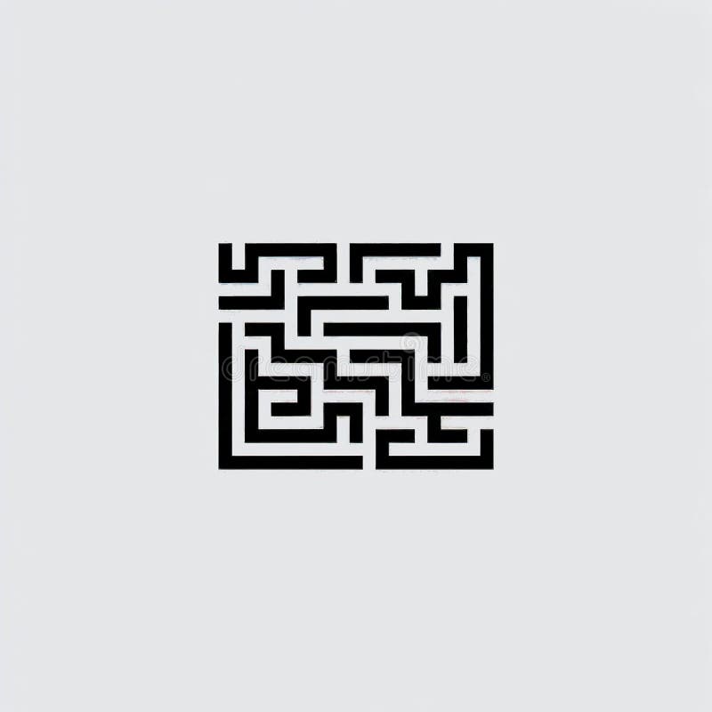 Square Black Maze Design on Light Gray Background Stock Illustration ...