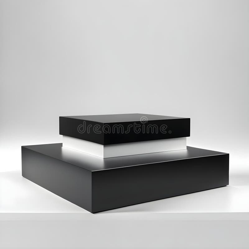 Square Black Podium Stage for Electronics on a White Surface. for ...
