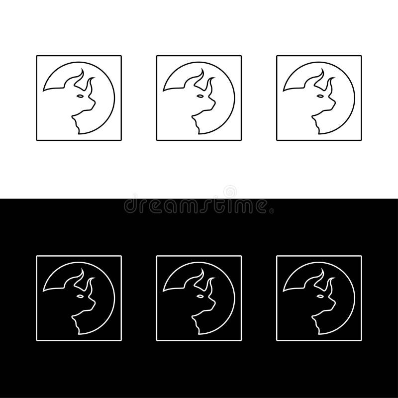 Square Black and White Bull Animal Logo Design Stock Vector ...