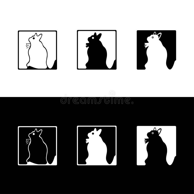 Square Black and White Cat Animal Logo Design Stock Vector ...