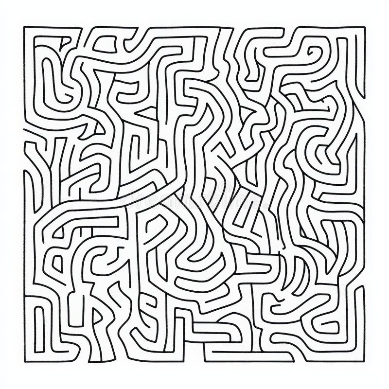 Square Black and White Maze Pattern Stock Illustration - Illustration ...