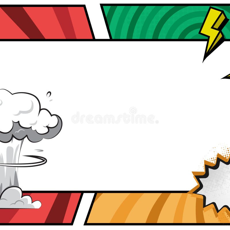 Square Blank Comic Cartoon Frame Colorful Background Template Design ...