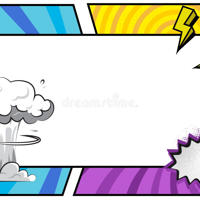 Square Blank Comic Cartoon Frame Colorful Background Template Graphic ...