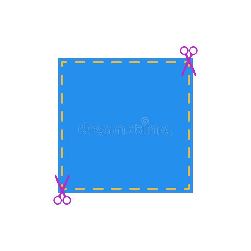 Square Blank Frame with Scissors and a Dotted Cut Line. Stock Vector ...