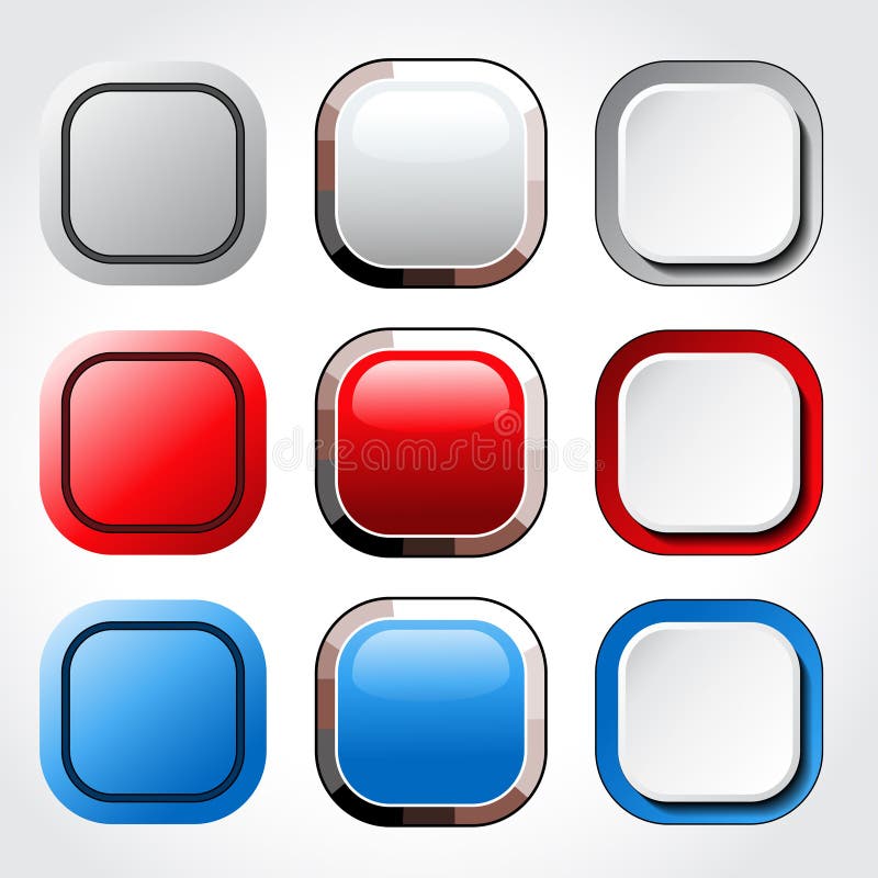 Glossy square buttons stock illustration. Illustration of blue - 25303719
