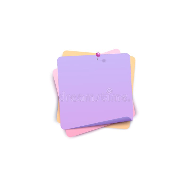 Square Blank Paper Stack of Pinned Stickers Template with Bent Edge ...