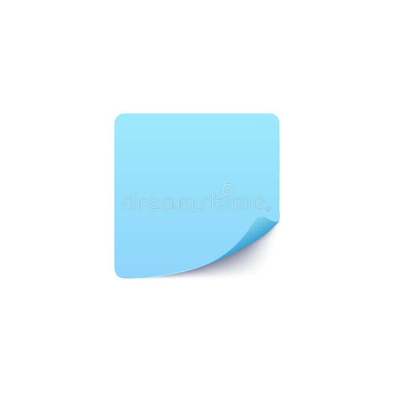 Square Blank Paper Sticker Template with Bent Edge Vector Illustration ...