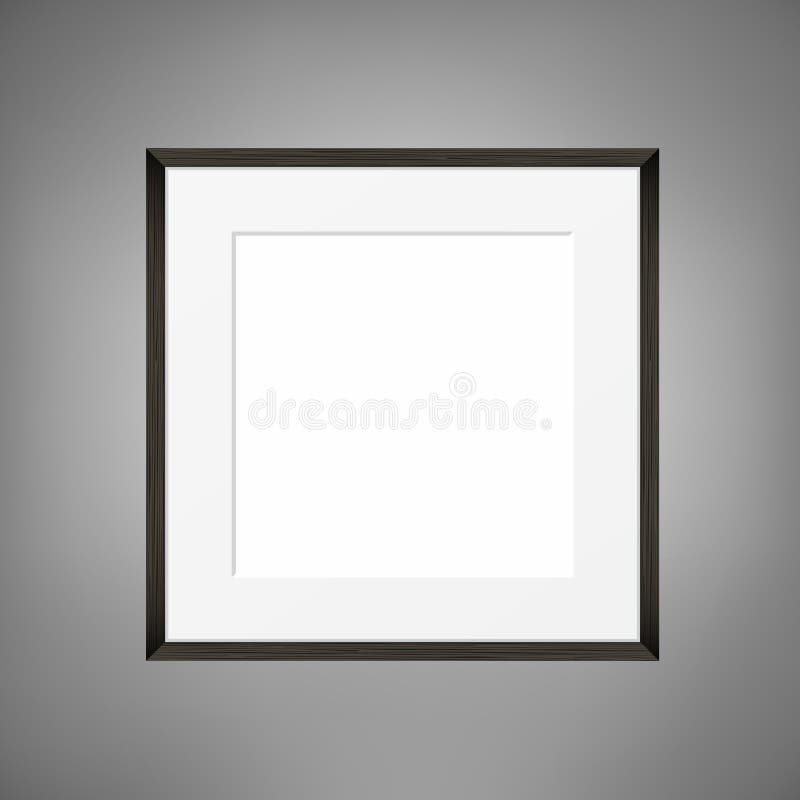 Square Blank Picture Frame on Grey Wall. Vector Template Stock Vector ...
