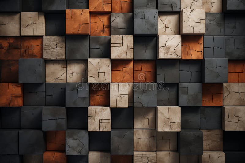 Square Block 3d Texture Wooden Cubes Pattern Background 3d Illustration ...