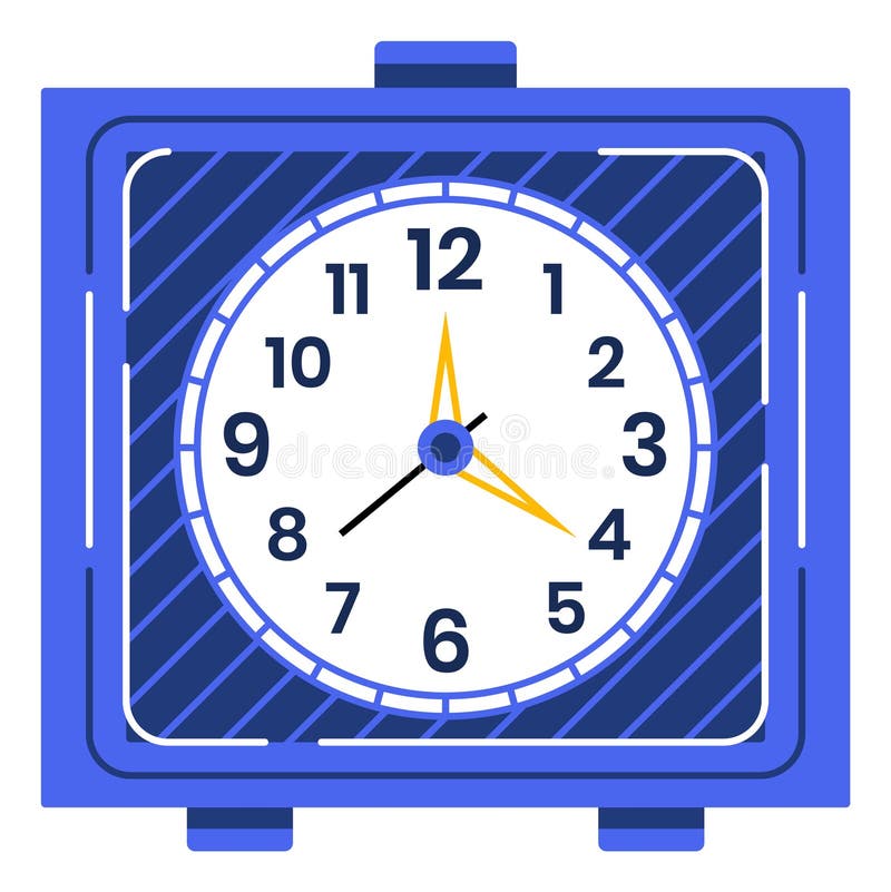 Square Blue Alarm Clock at Nine O Clock. Simplistic Clock Showing Time ...