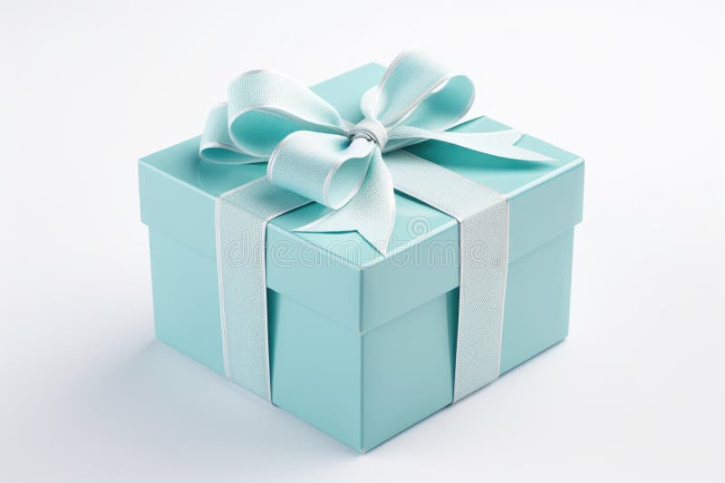 Square Blue Gift Box with a Bow on a White Background Stock ...