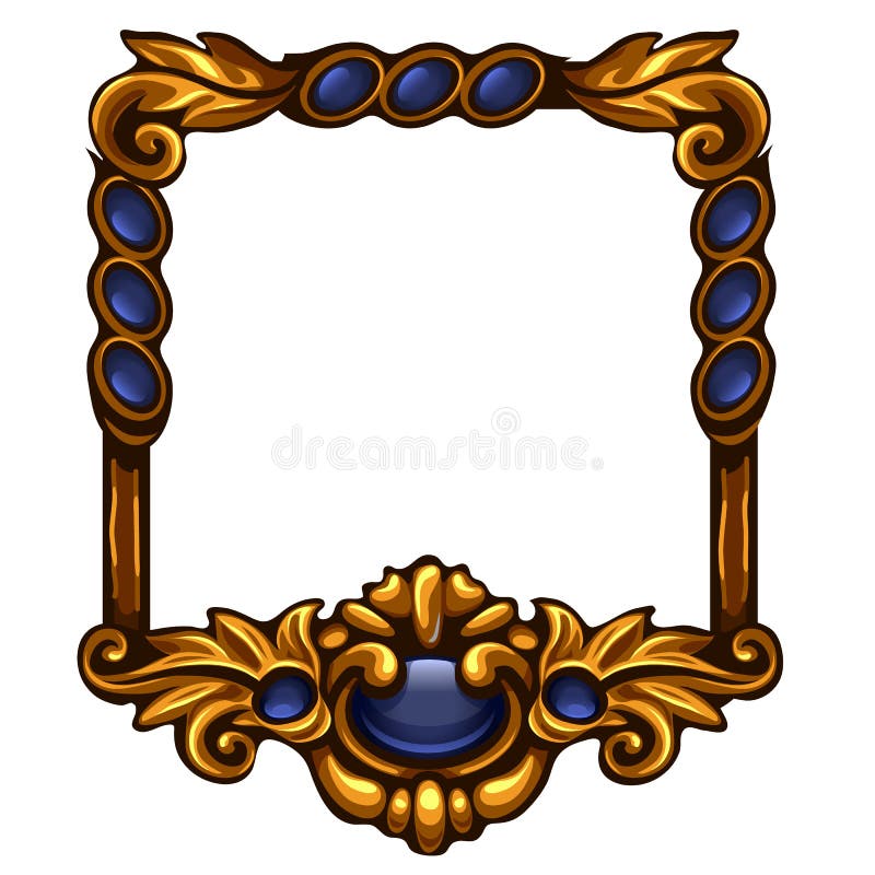 Square Blue Gold Frame with Buttons and Copy Space Stock Vector ...