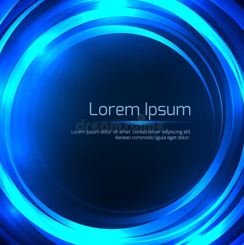 Square Blue Illustration with Glowing Circular Frame. Stock Vector ...