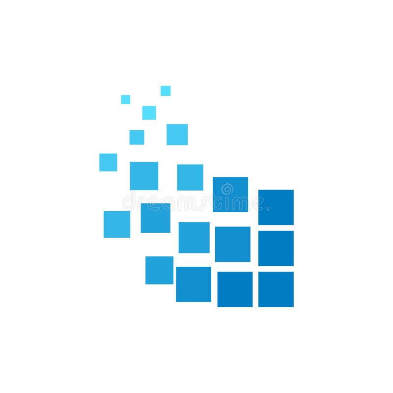 Square Blue Pixel Abstract Logo Template Illustration Design. Vector ...