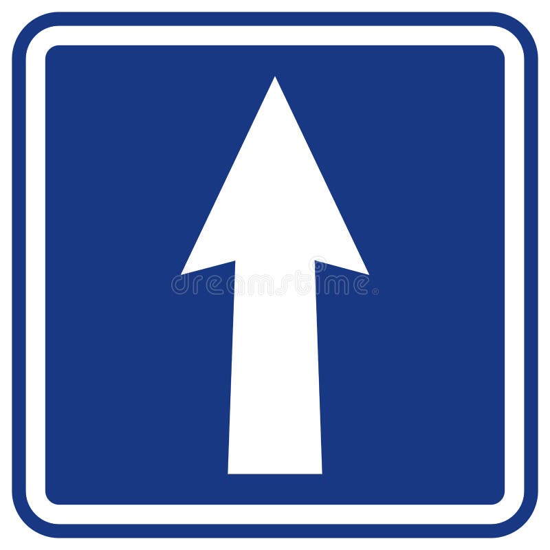 One Way Traffic Road Sign White Arrow Blue Background Stock ...